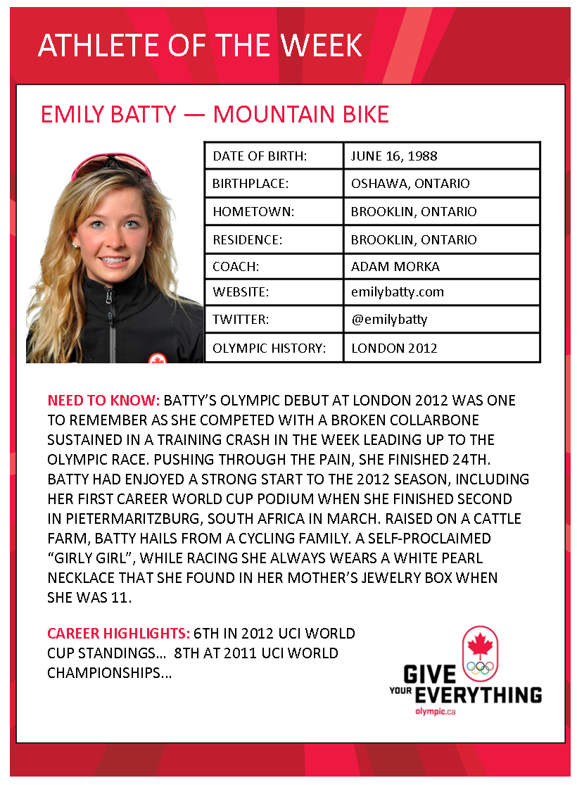 Athlete of the week: Emily Batty - Team Canada - Official Olympic Team ...
