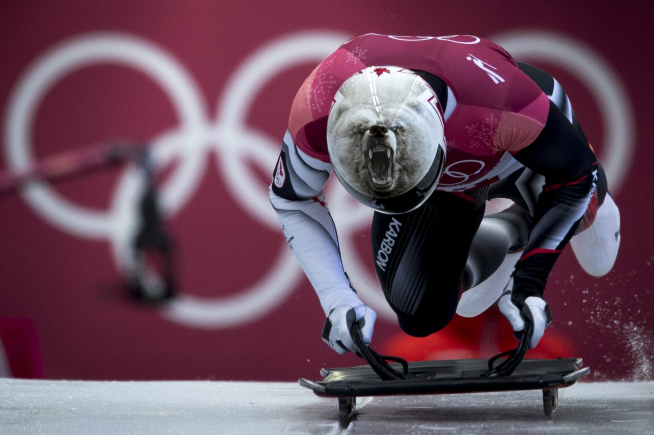 What do Team Canada's skeleton racers have on their helmets? - Team Canada