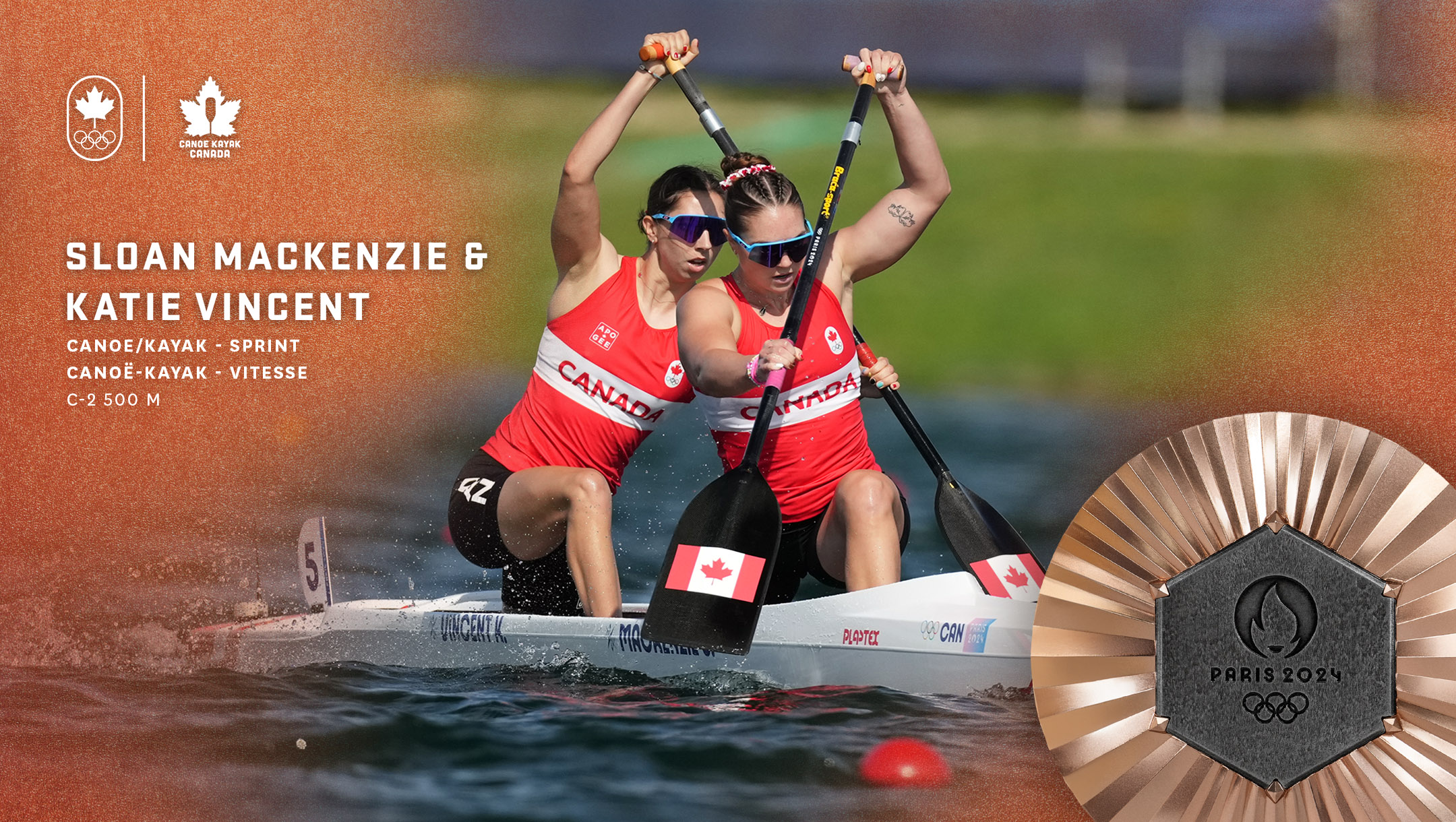 MacKenzie and Vincent paddle to C-2 500m bronze at Paris 2024 - Team Canada